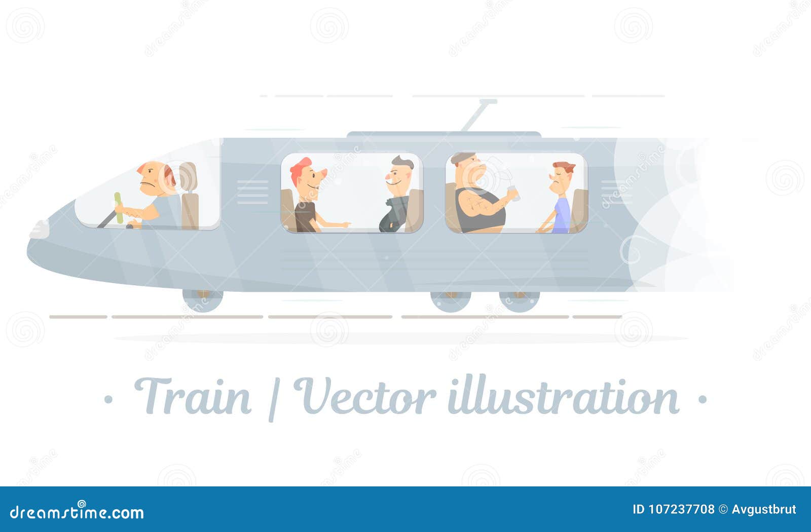 The Driver of the Train and Passengers. Stock Vector - Illustration of ...