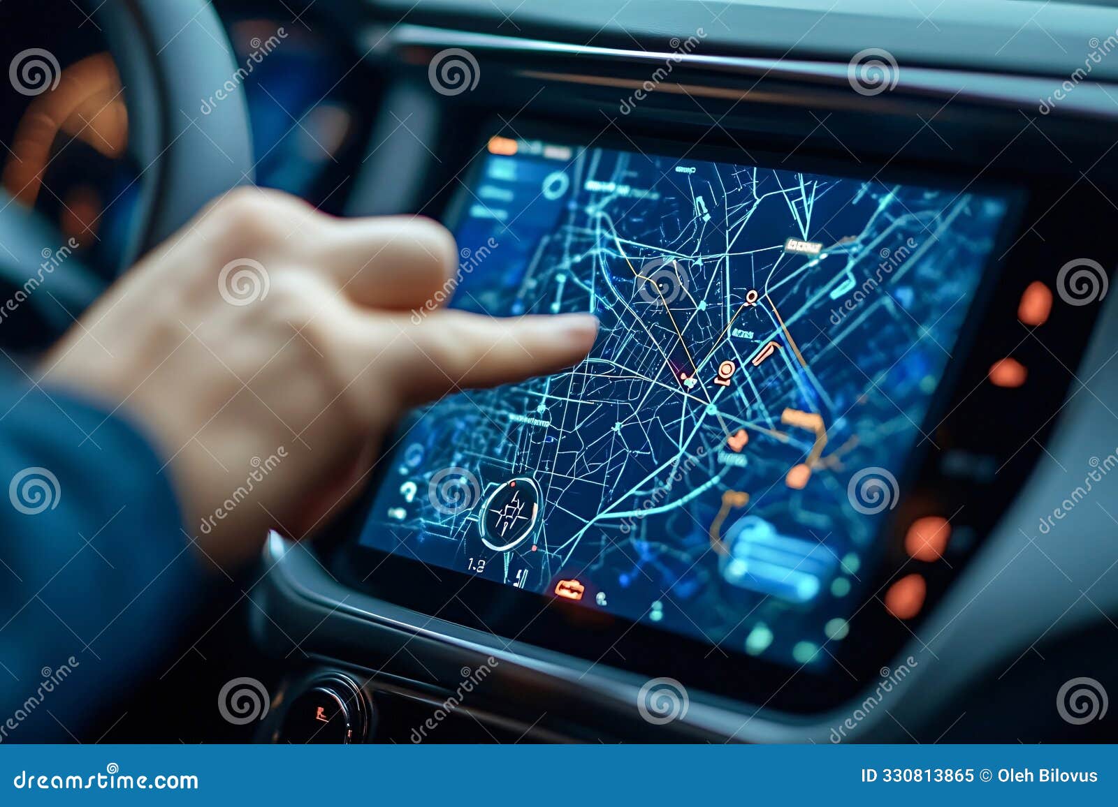 Driver Using Gps Navigation System on Car Dashboard Stock Image - Image ...