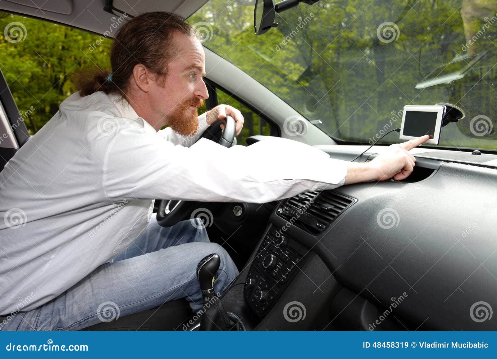Driver Using GPS Navigation Stock Image - Image of pointing, error ...