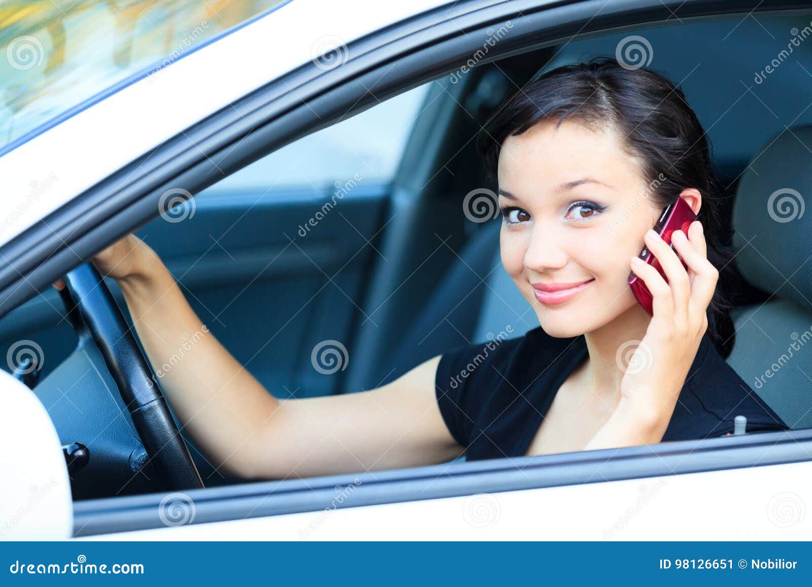 Driver Using a Mobile Telephone Stock Image - Image of driving ...