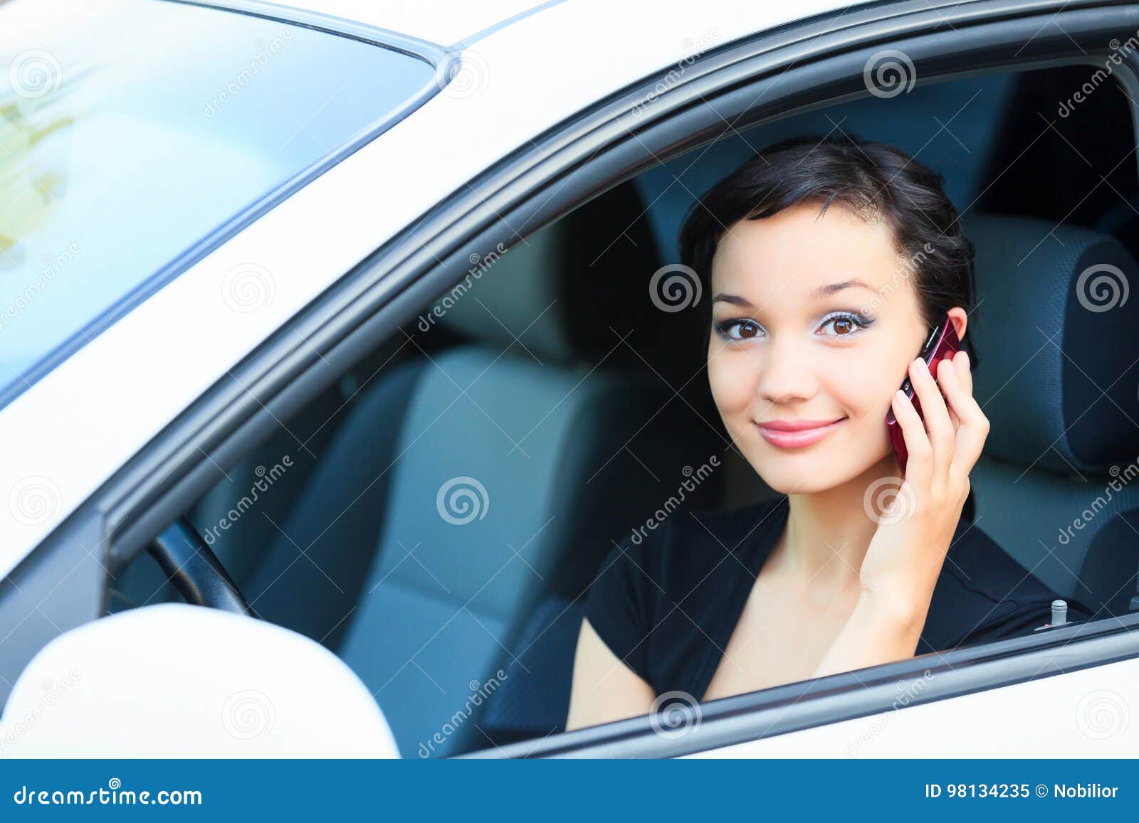 Driver Using a Mobile Telephone Stock Image - Image of phone, driver ...