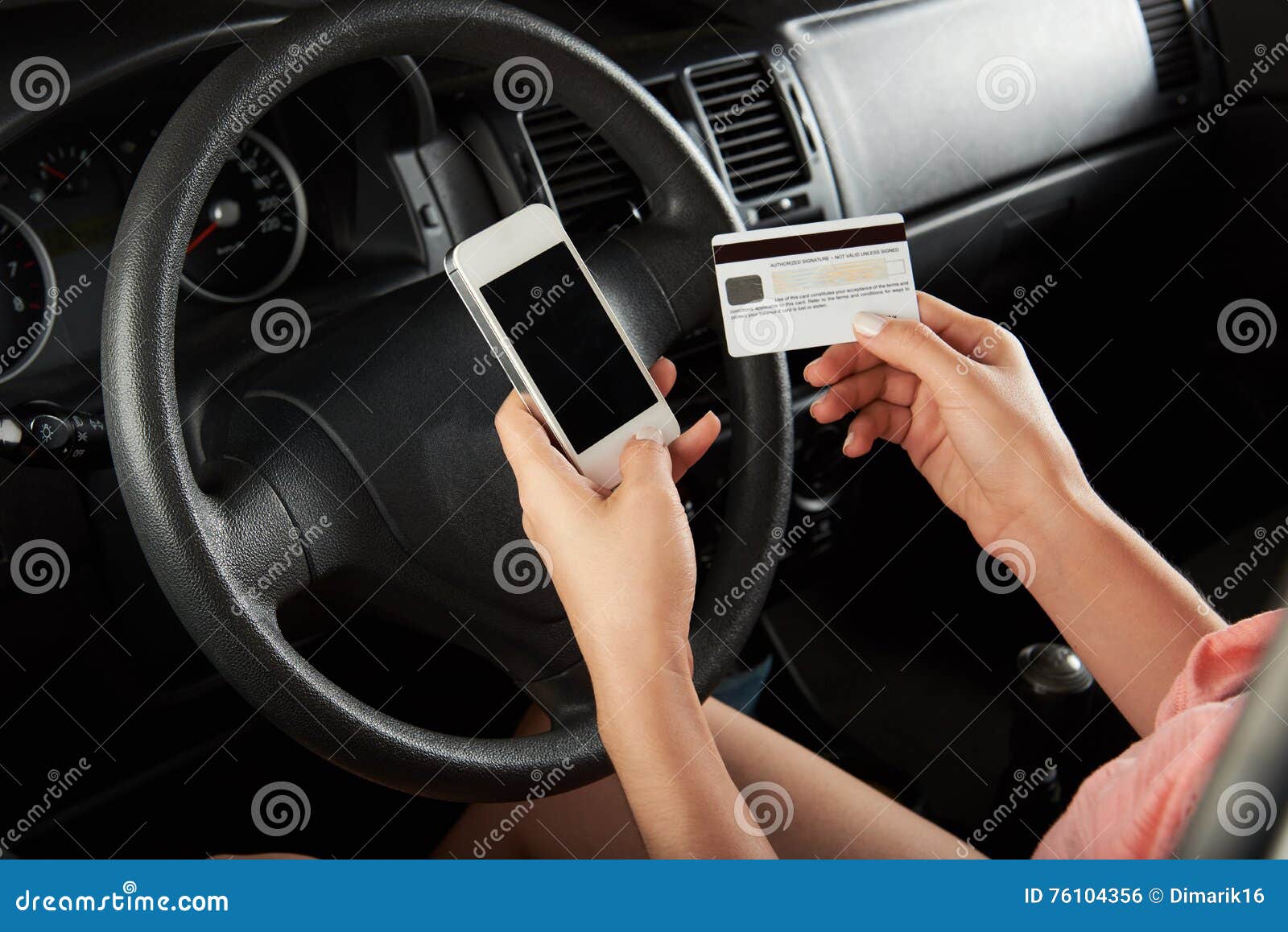 Driver Using Smartphone and Credit Card Stock Photo - Image of bill ...