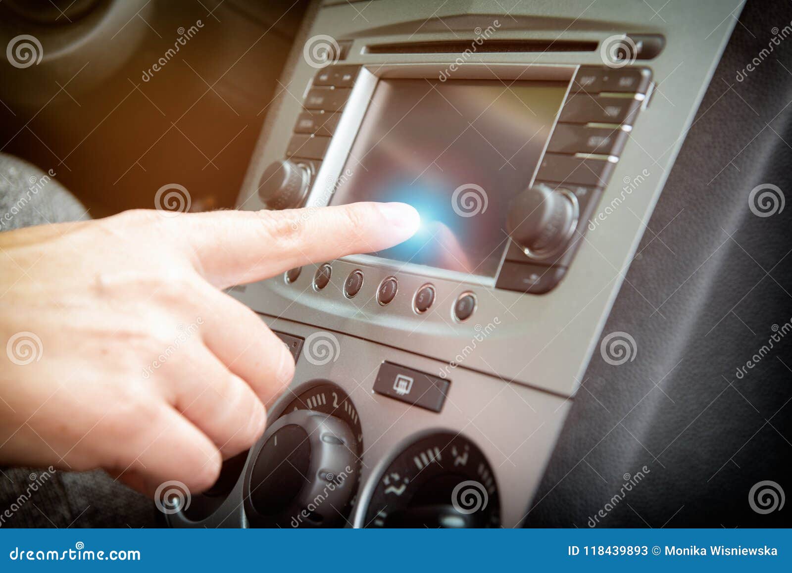 Driver Using Touchscreen in the Car Stock Image - Image of automotive ...