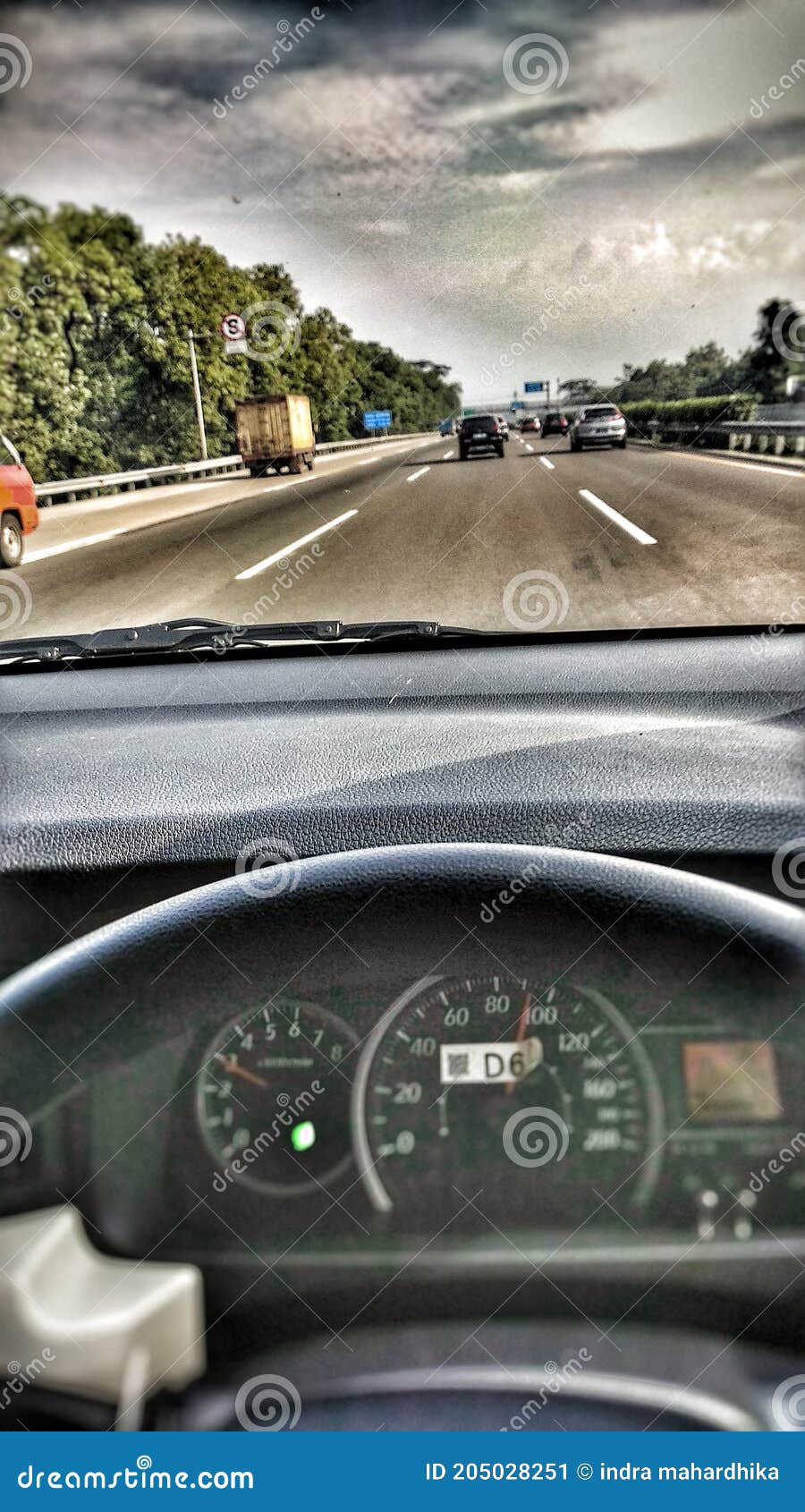 Driver View on the Indonesian Highway Stock Image - Image of driver ...