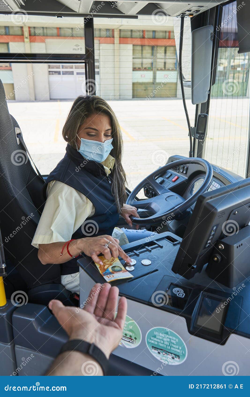 Driver Woman Working in Bus Stock Image - Image of smiling, sitting ...