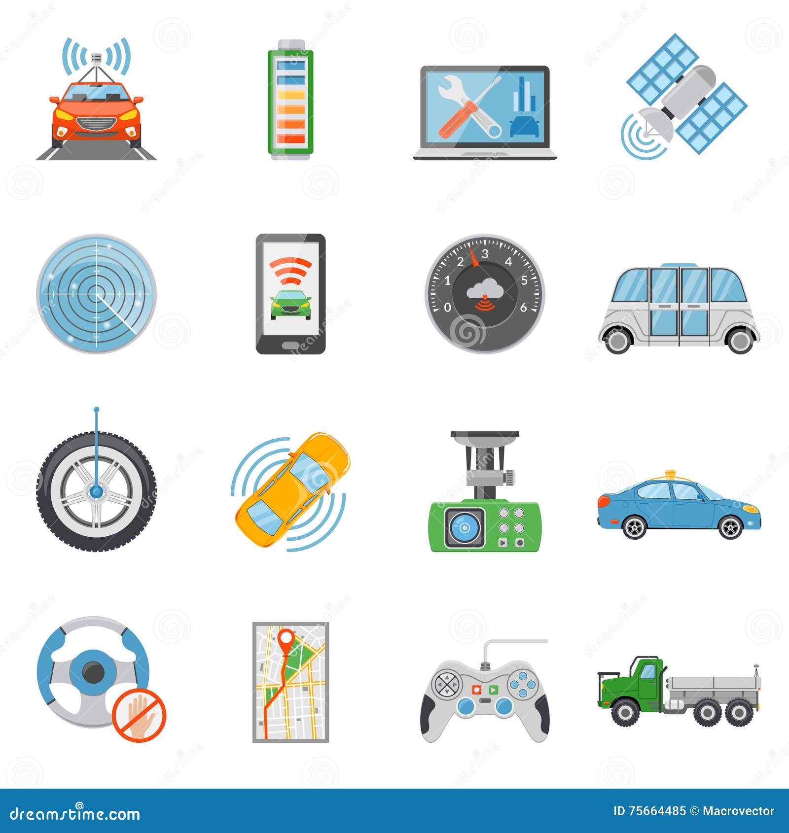 Autonomous Vehicle Isometric Icons Set Cartoon Vector | CartoonDealer ...