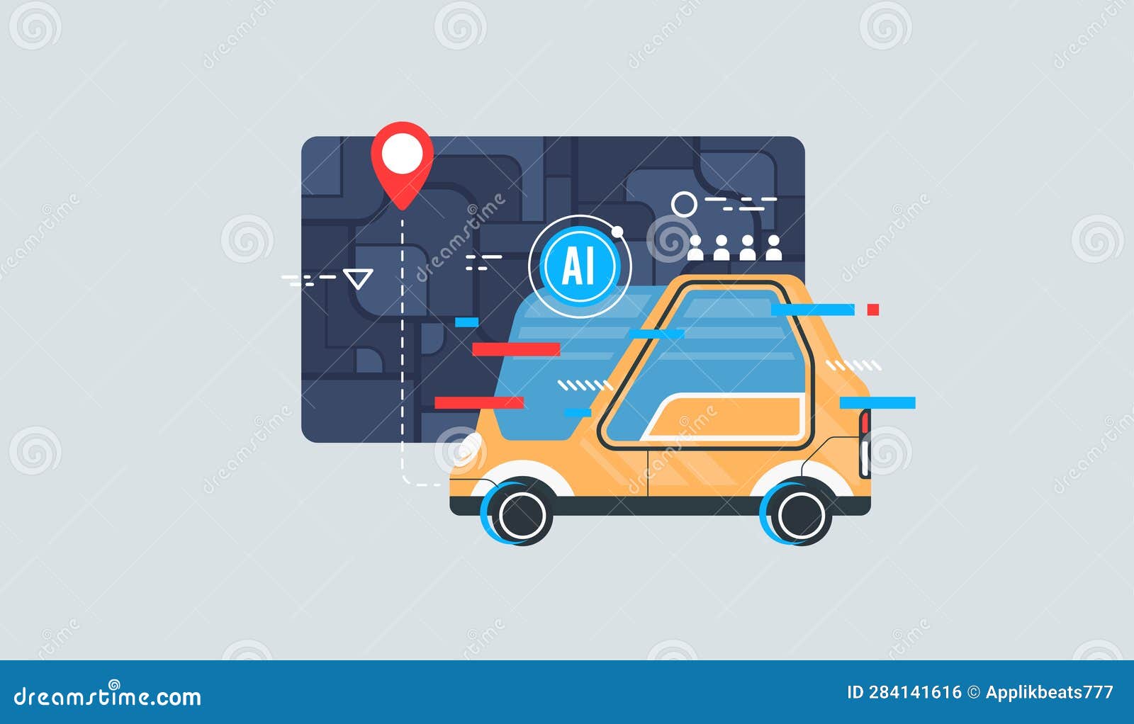 Driverless Car Conceptual Illustration. Vector Icon Stock Vector ...