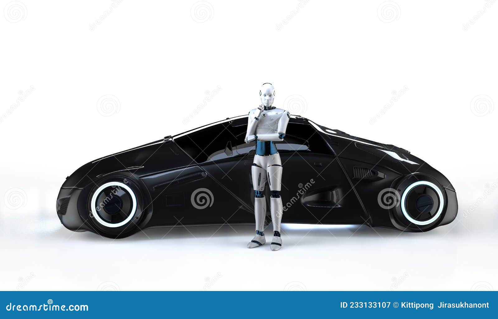 Driverless Car with Cyborg Control Stock Illustration - Illustration of ...