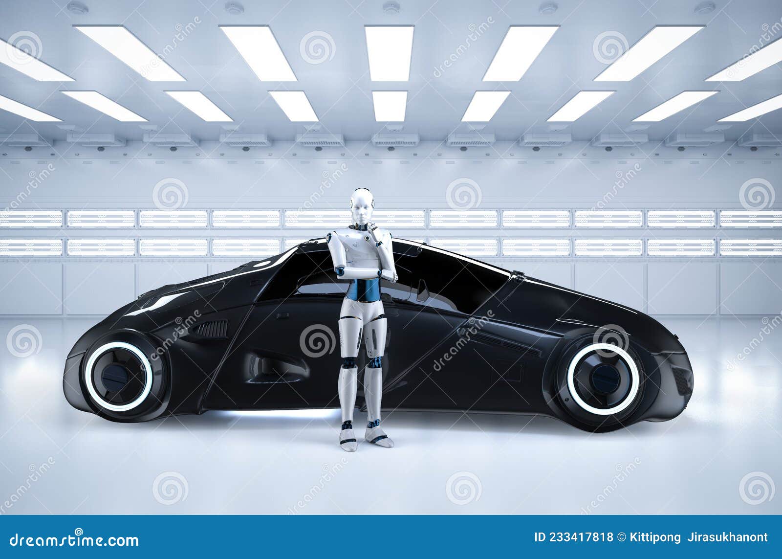 Driverless Car with Cyborg Control Stock Illustration - Illustration of ...