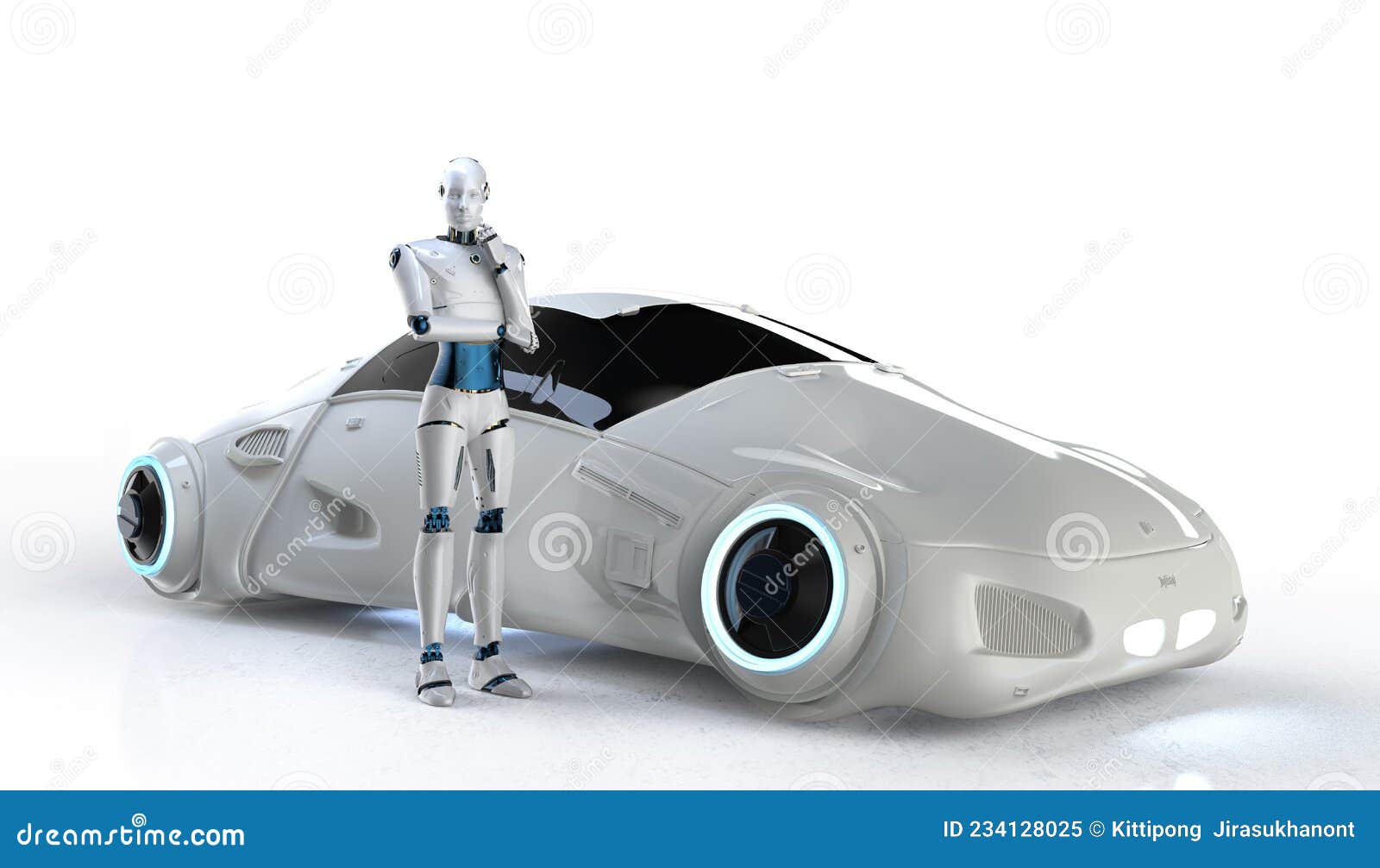 Driverless Car with Cyborg Control Stock Illustration - Illustration of ...