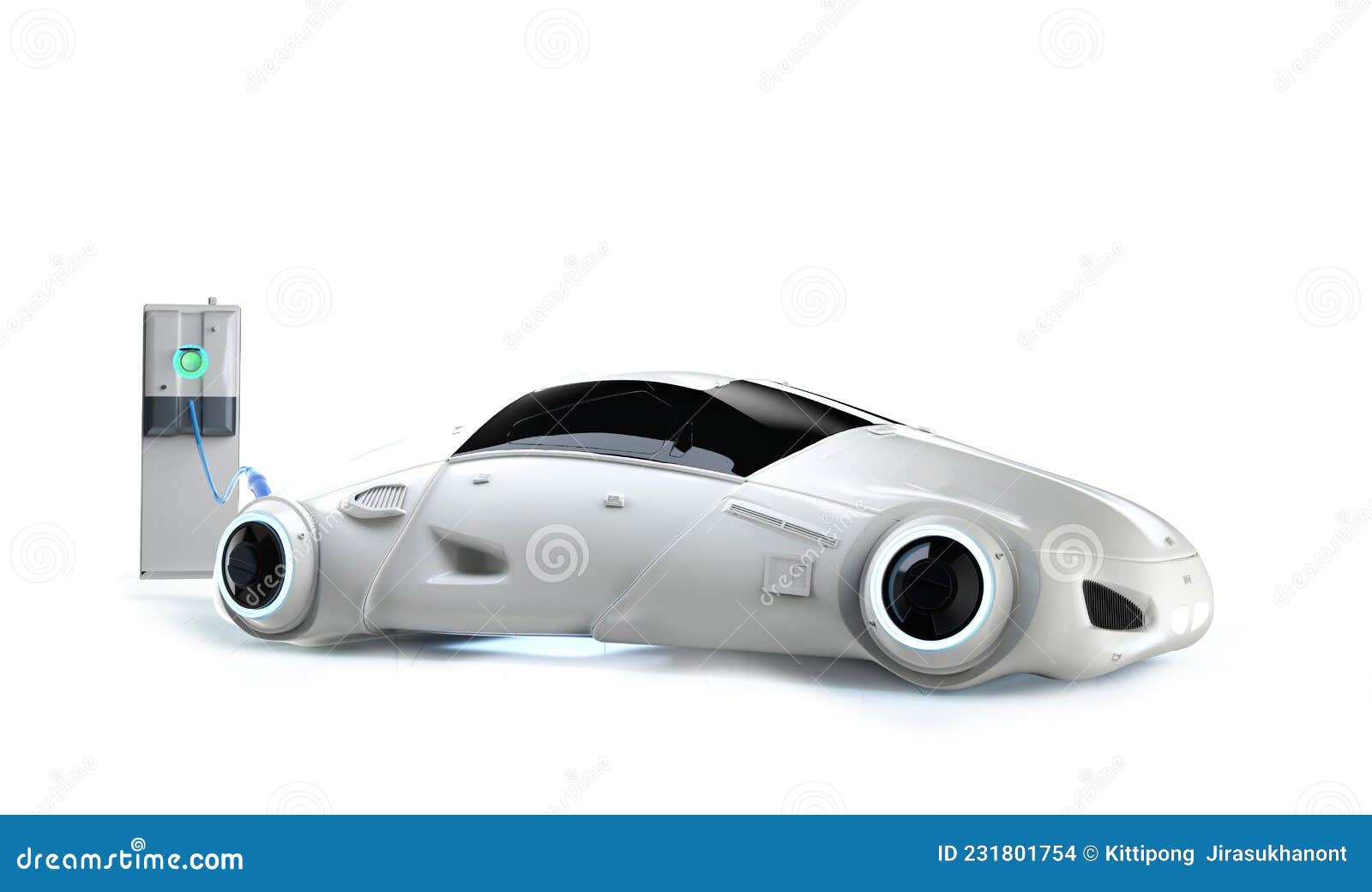 Driverless Car with Ev Charging Station Stock Illustration ...