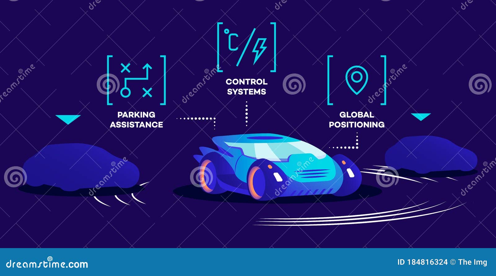 Driverless Parking Valet Neon Light Concept Icon. Smart Parking ...