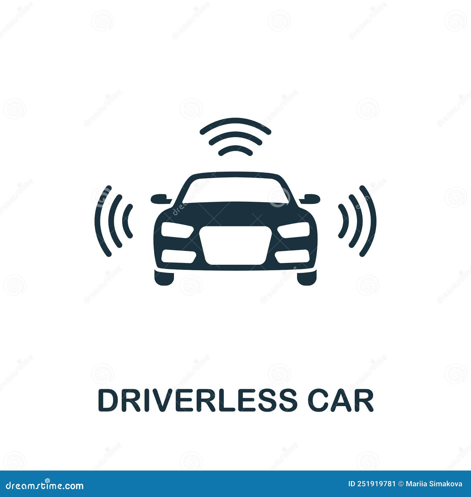 Driverless Car Icon. Monochrome Simple Line Future Technology Icon for ...