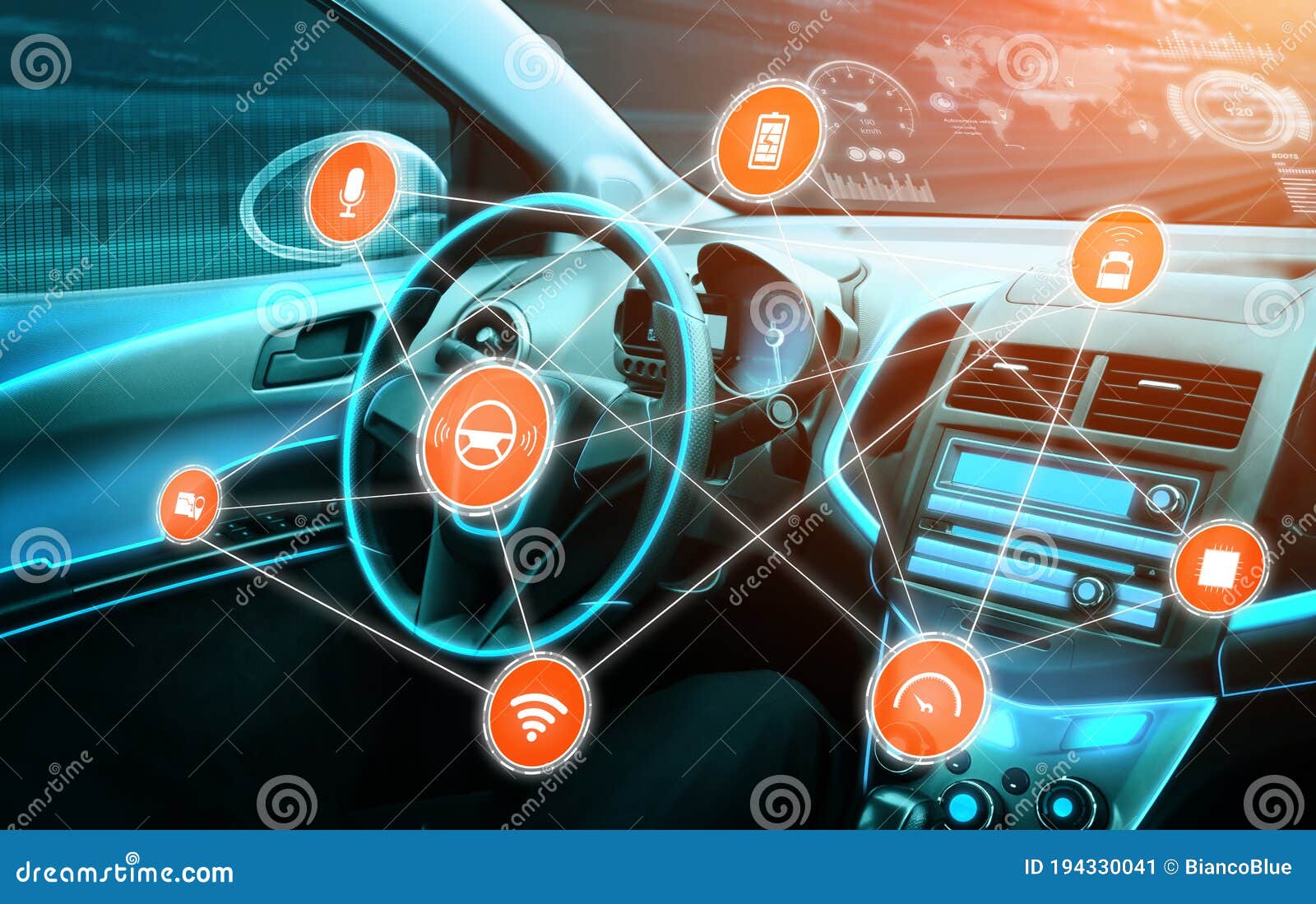 Driverless Car Interior with Futuristic Dashboard for Autonomous ...