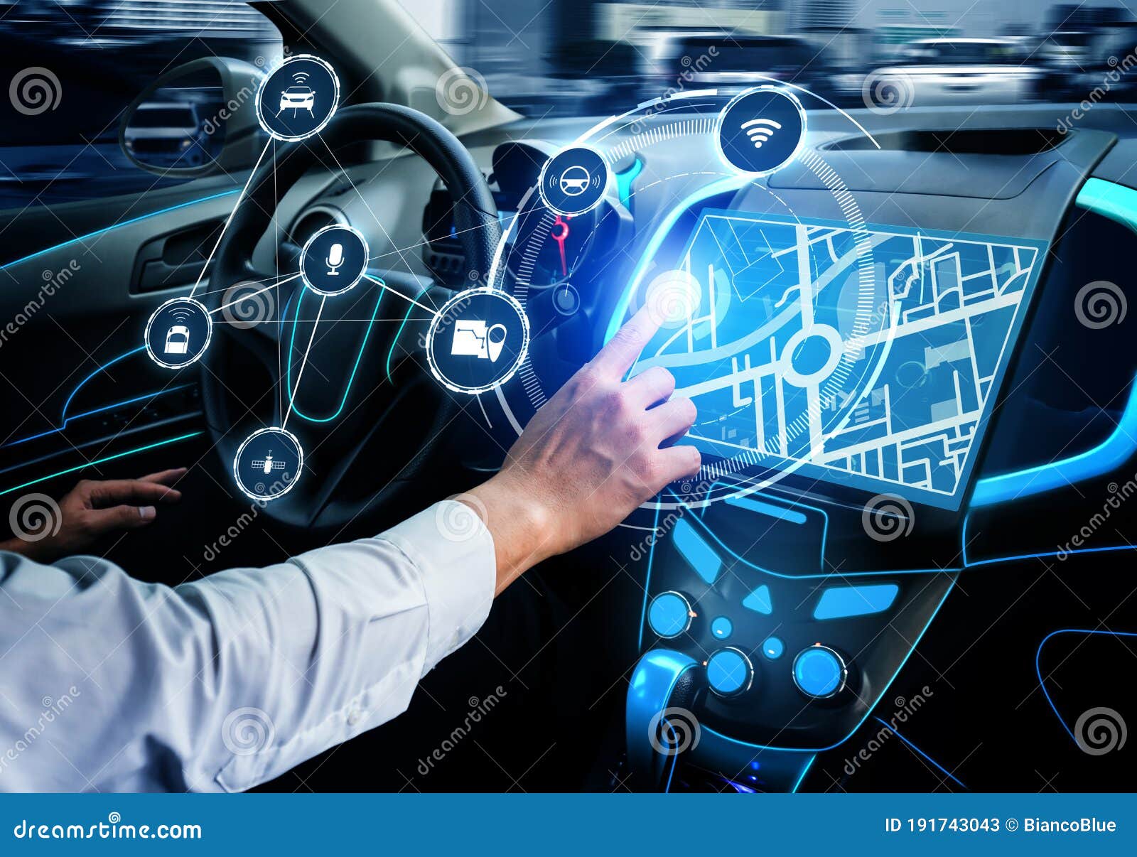 Driverless Car Interior With Futuristic Dashboard For Autonomous ...