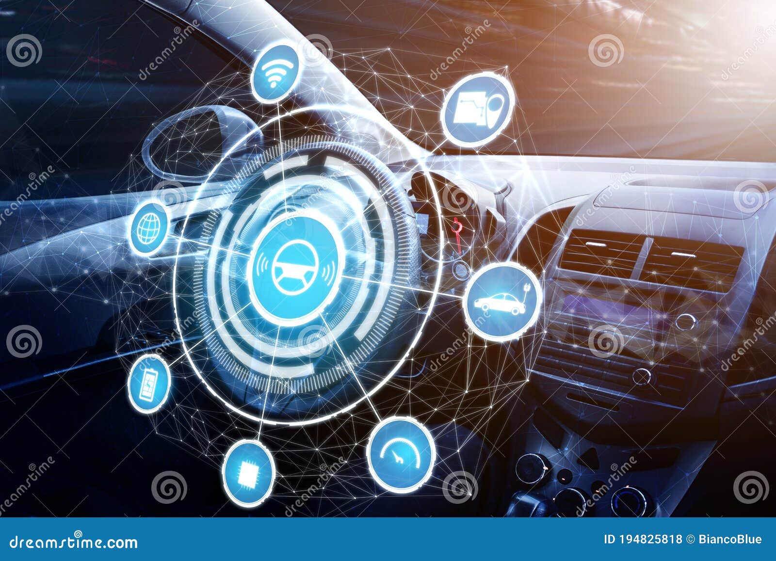 Driverless Car Interior with Futuristic Dashboard for Autonomous ...