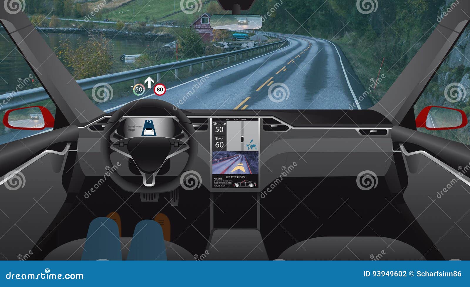 Driverless Car on the Road. Stock Photo - Image of tesla, driverless ...