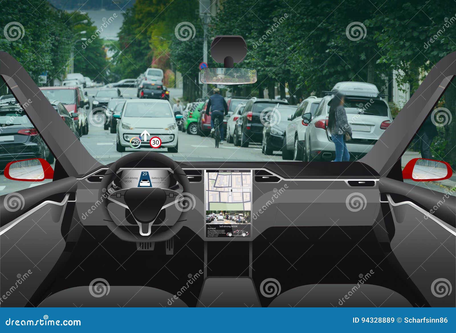 Driverless electric car. stock image. Image of town, self - 94328889