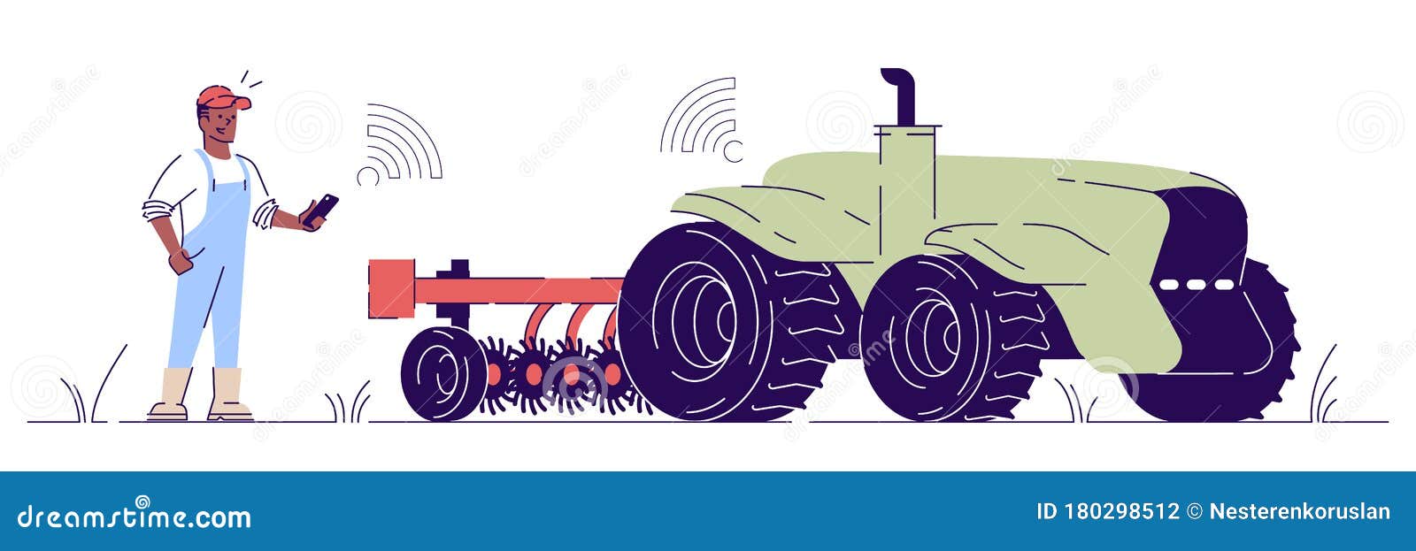 Driverless Tractor Flat Vector Illustration. Autonomous Agricultural ... Driverless Tractor Flat Vector Illustration. Autonomous Agricultural ...