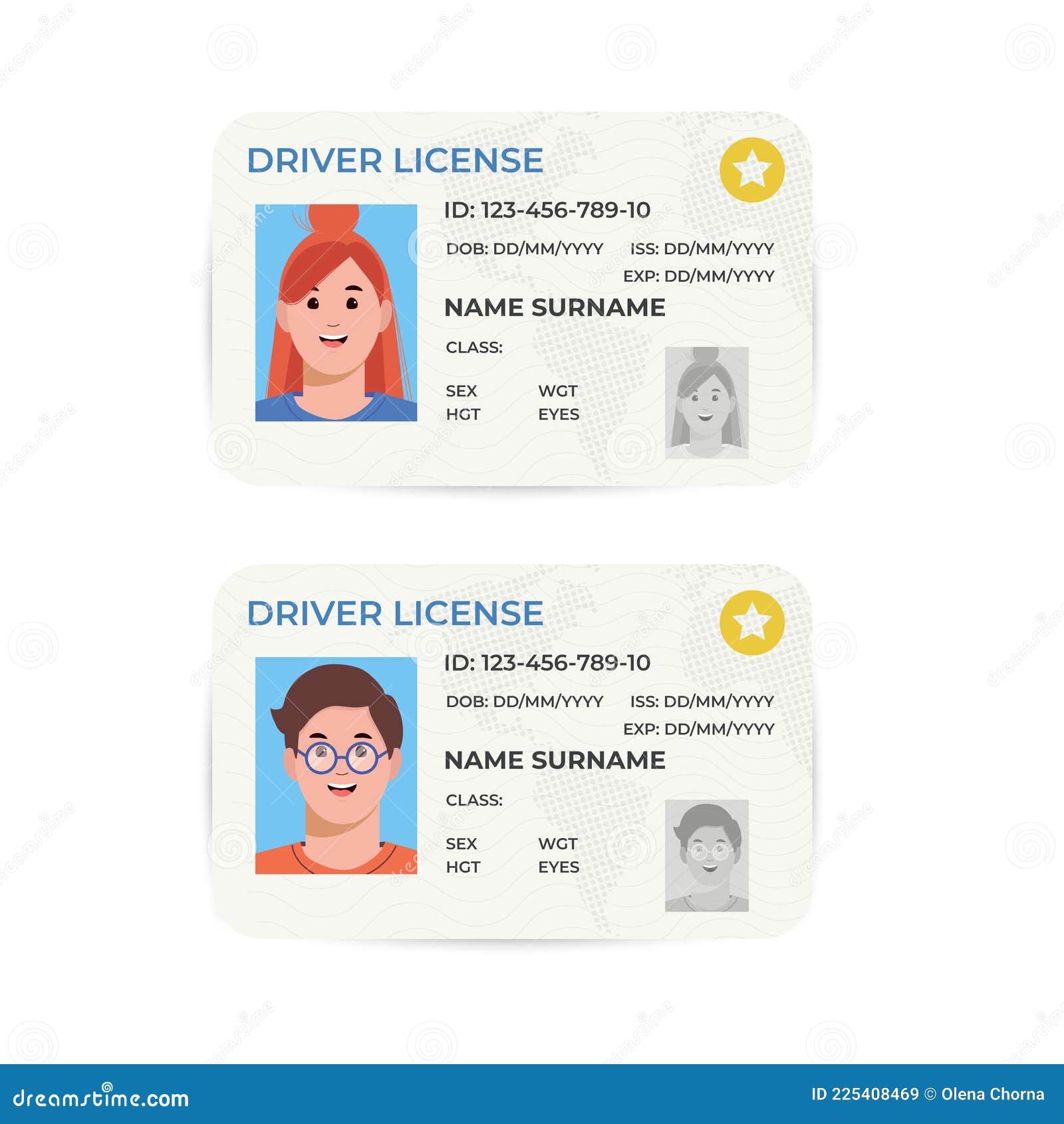 Drivers License. a Plastic Identity Card. Vector Flat Illustration of ...