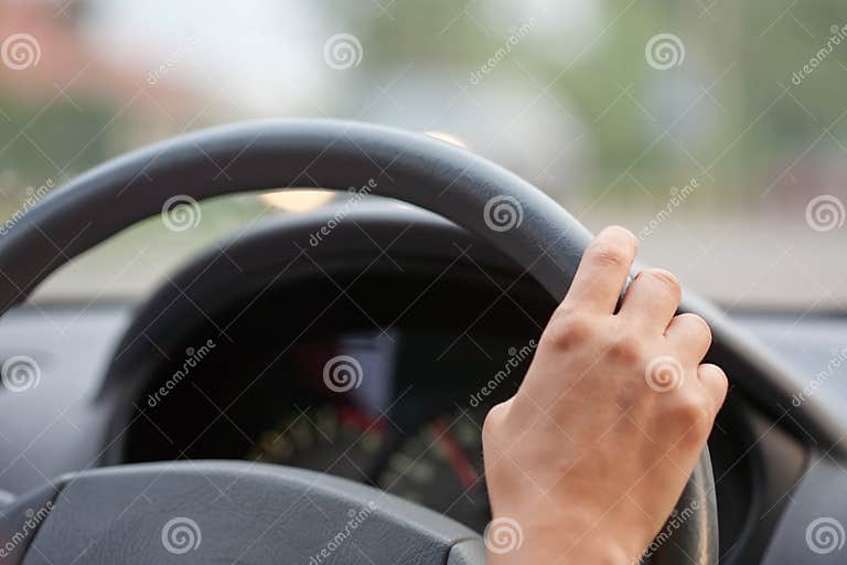 Drivers S Hands on a Stearing Wheel Stock Image - Image of trip, hand ...