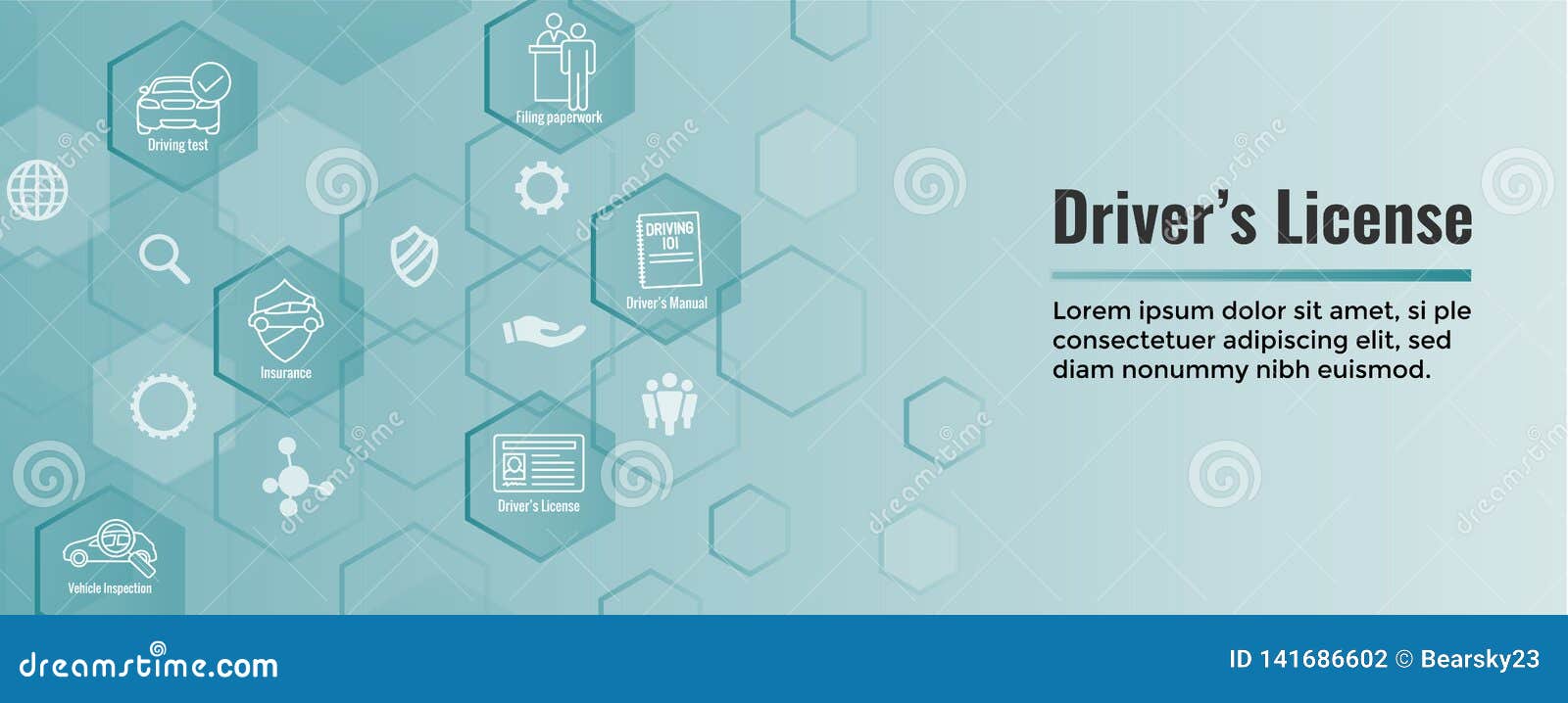 Drivers Test and License Icon Set and - Web Header Banner Stock Vector ...