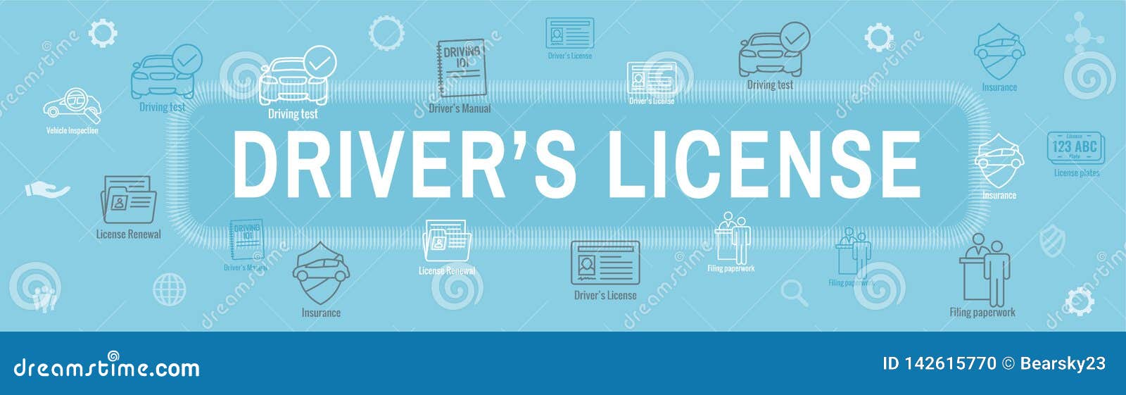 Drivers Test and License Icon Set and - Web Header Banner Stock Vector ...