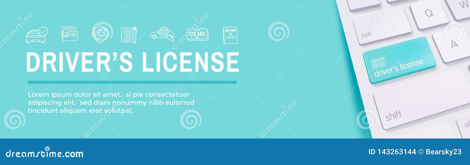 Drivers Test and License Icon Set and - Web Header Banner Stock Vector ...