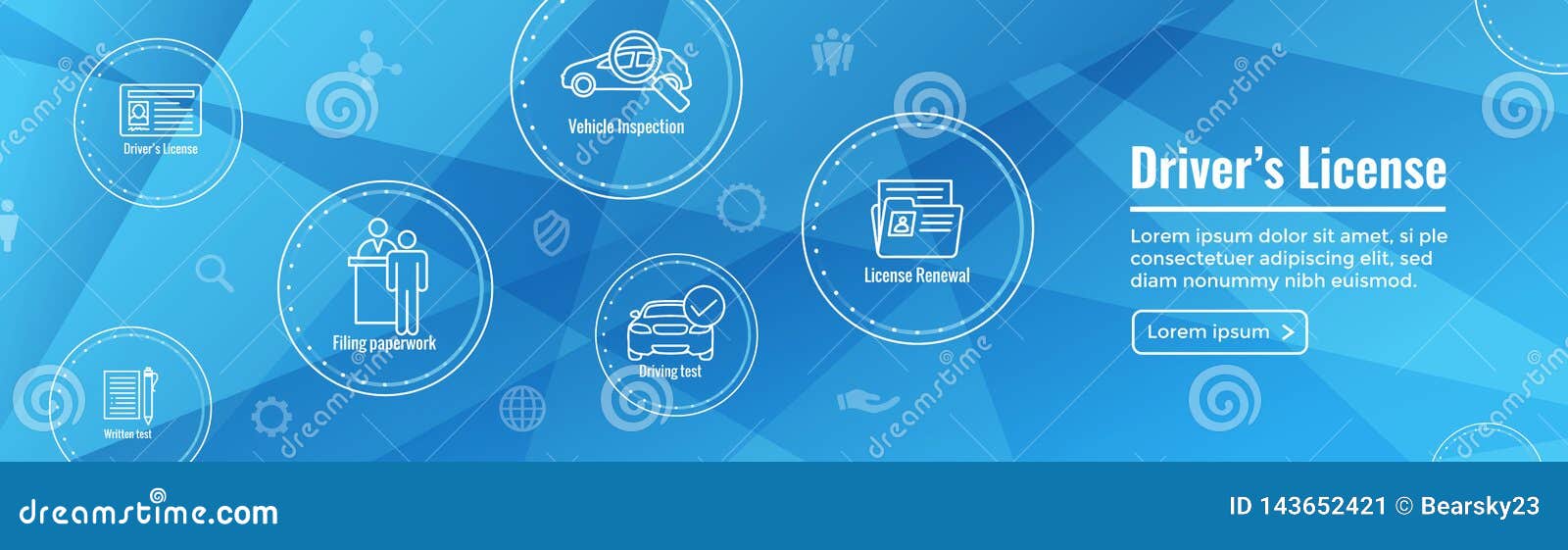 Drivers Test and License Icon Set and - Web Header Banner Stock Vector ...