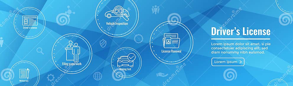 Drivers Test and License Icon Set and - Web Header Banner Stock Vector ...