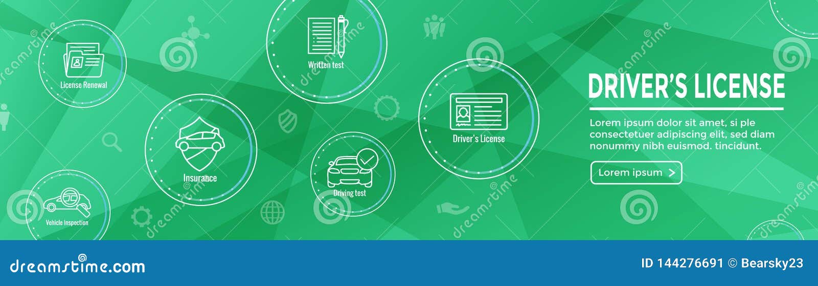 Drivers Test and License Icon Set and - Web Header Banner Stock Vector ...