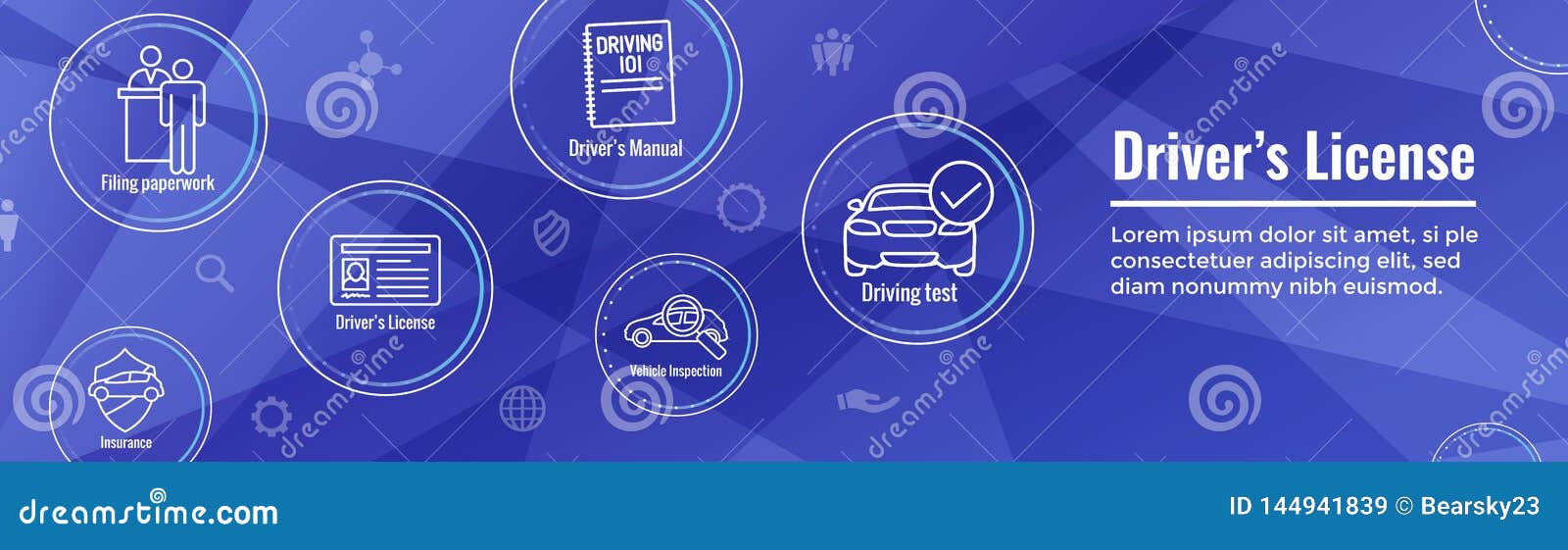 Drivers Test and License Icon Set and - Web Header Banner Stock Vector ...