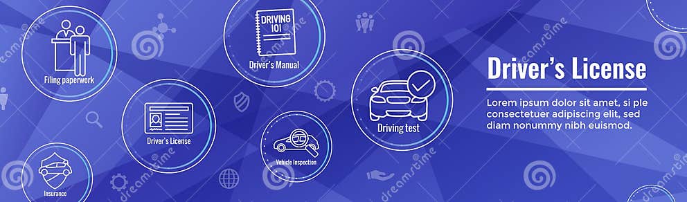 Drivers Test and License Icon Set and - Web Header Banner Stock Vector ...