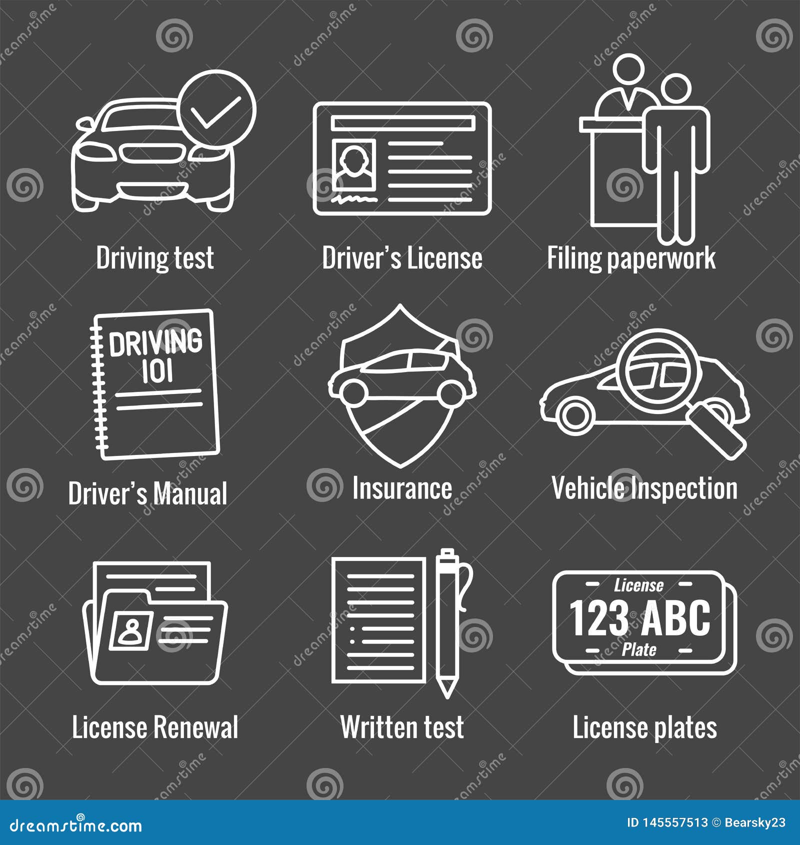 Drivers Test and License Icon Set and - Web Header Banner Stock Vector ...