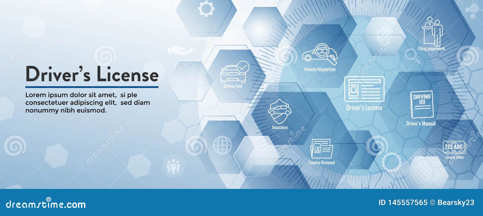 Drivers Test And License Icon Set And - Web Header Banner Vector ...