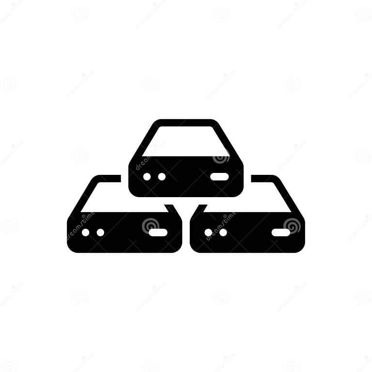 Black Solid Icon for Drives, Hard Disk and Power Stock Vector ...