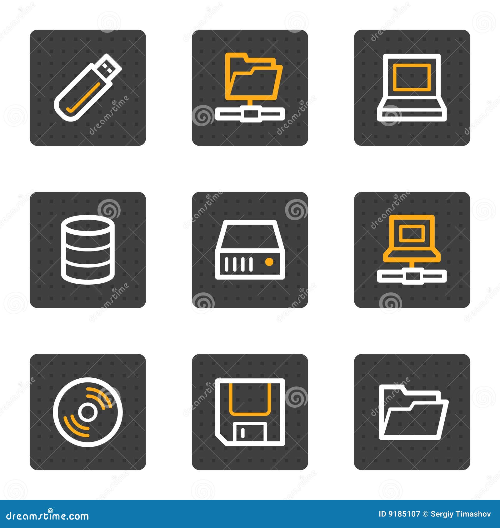 Drives and Storage Web Icons, Grey Buttons Series Stock Vector ...