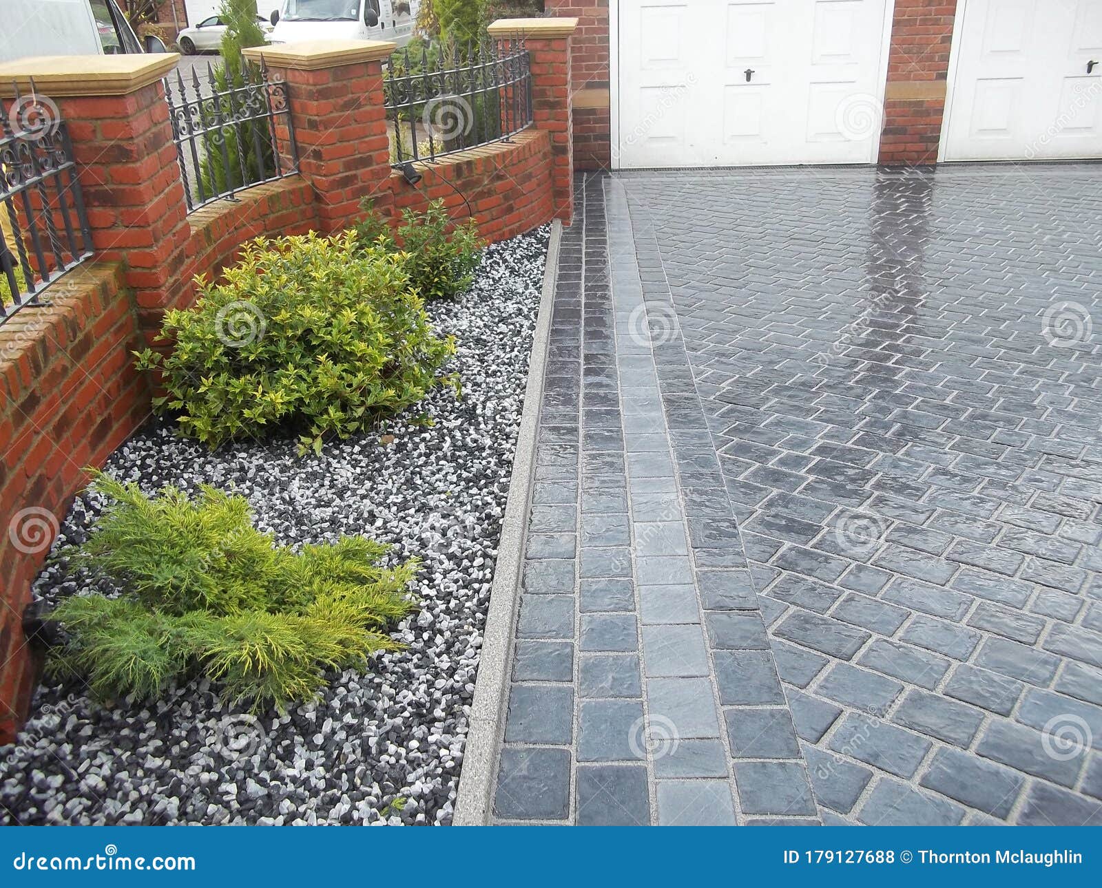 Driveway block paving stock photo. Image of flooring - 179127688