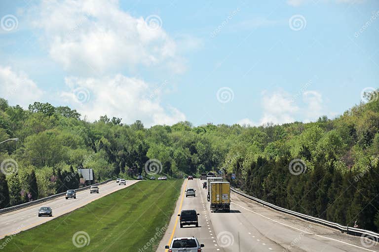Driving Along the Interstate Highway Stock Photo - Image of transport ...