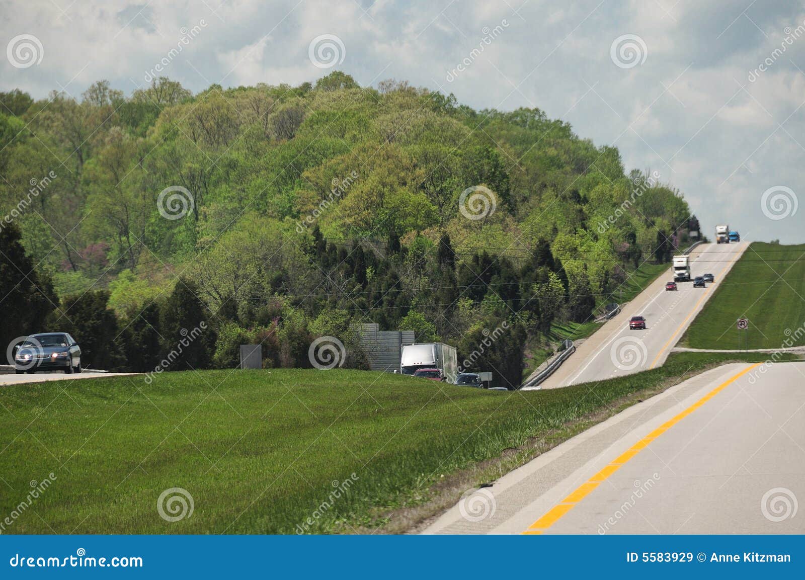 Driving Along the Interstate Highway Stock Image - Image of landscape ...