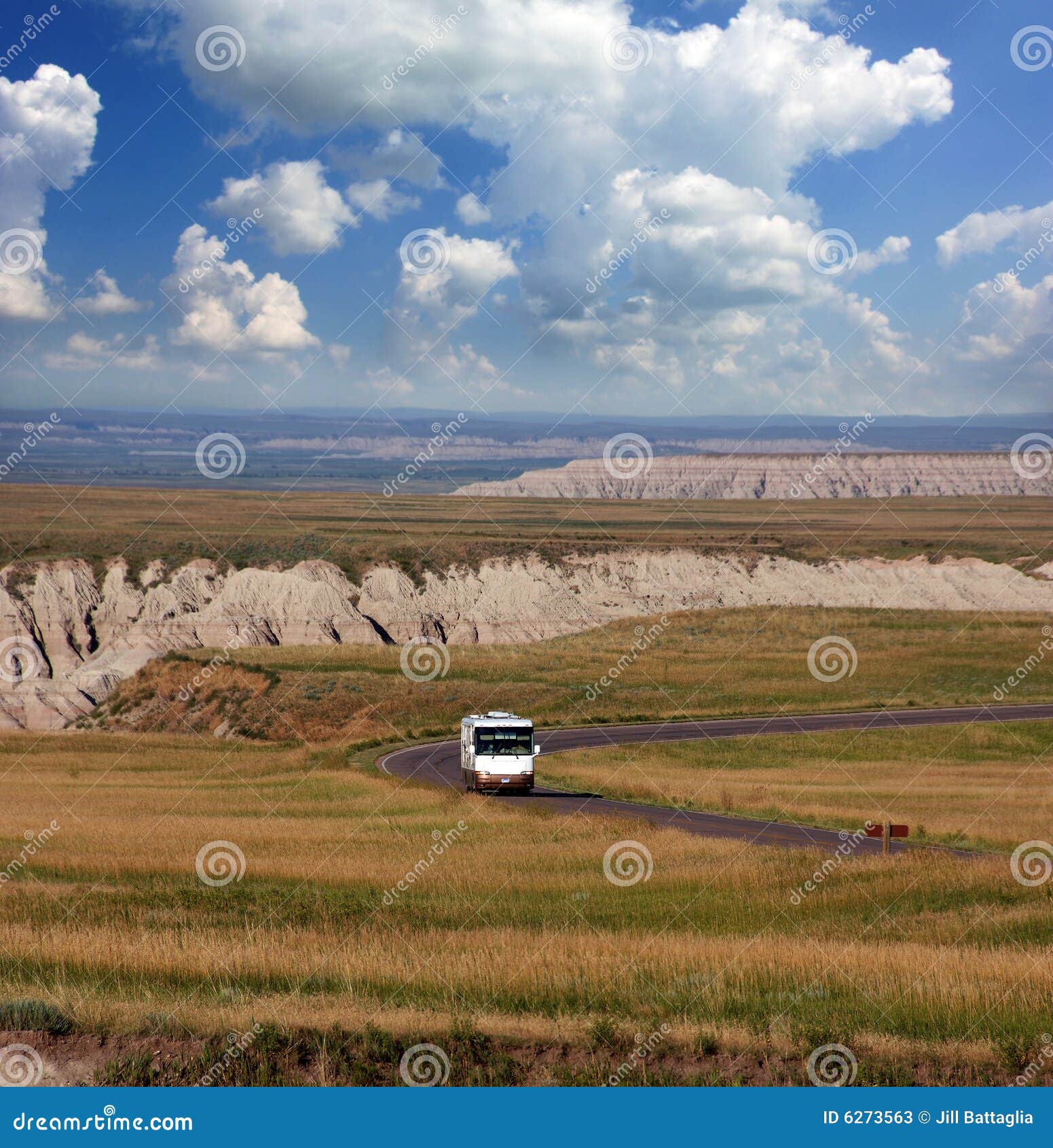 Driving through the Badlands in a Motorhome Stock Image - Image of ...