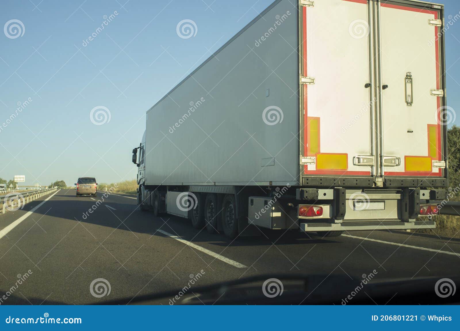 Driving Behind Refrigerator Truck or Chiller Lorry Stock Image - Image ...