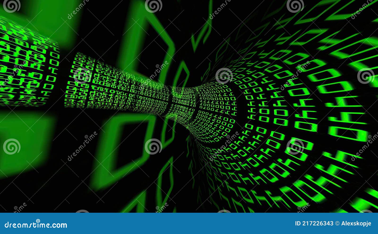 Driving through Binary Data Tunnel Stock Illustration - Illustration of ...