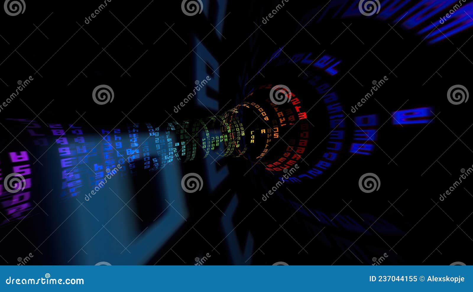 Driving through the Binary Data Tunnel Stock Illustration ...