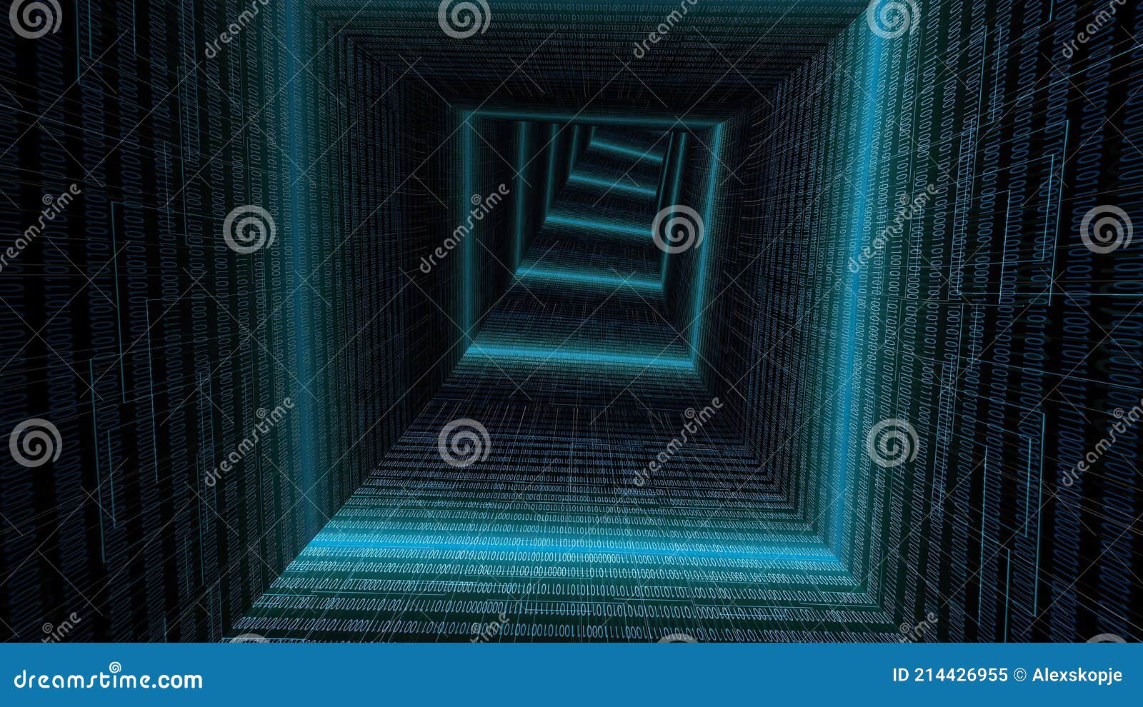 Driving through Binary Data Tunnel Stock Image - Image of futuristic ...