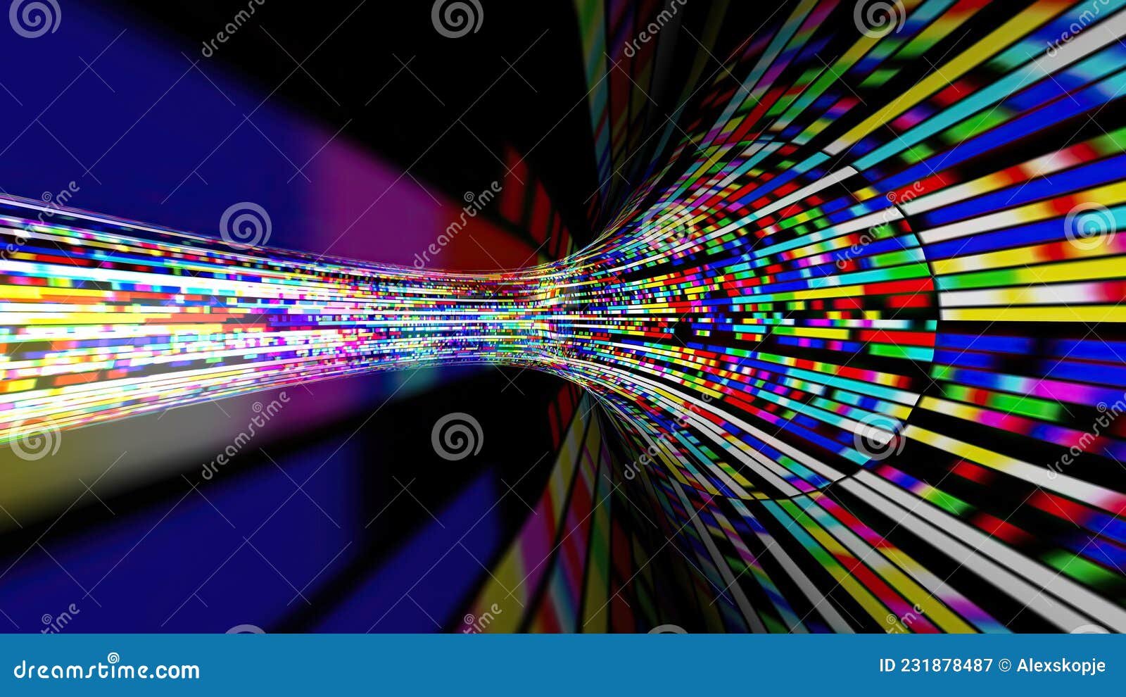 Driving through the Bit Stream Digital Pixel Tunnel Stock Illustration ...