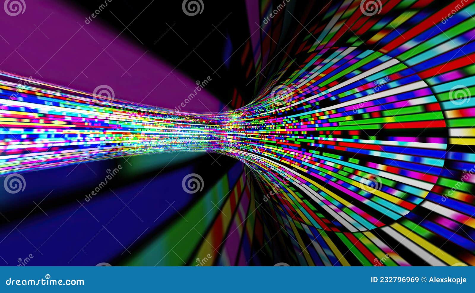 Driving through the Bit Stream Digital Pixel Tunnel Stock Illustration ...