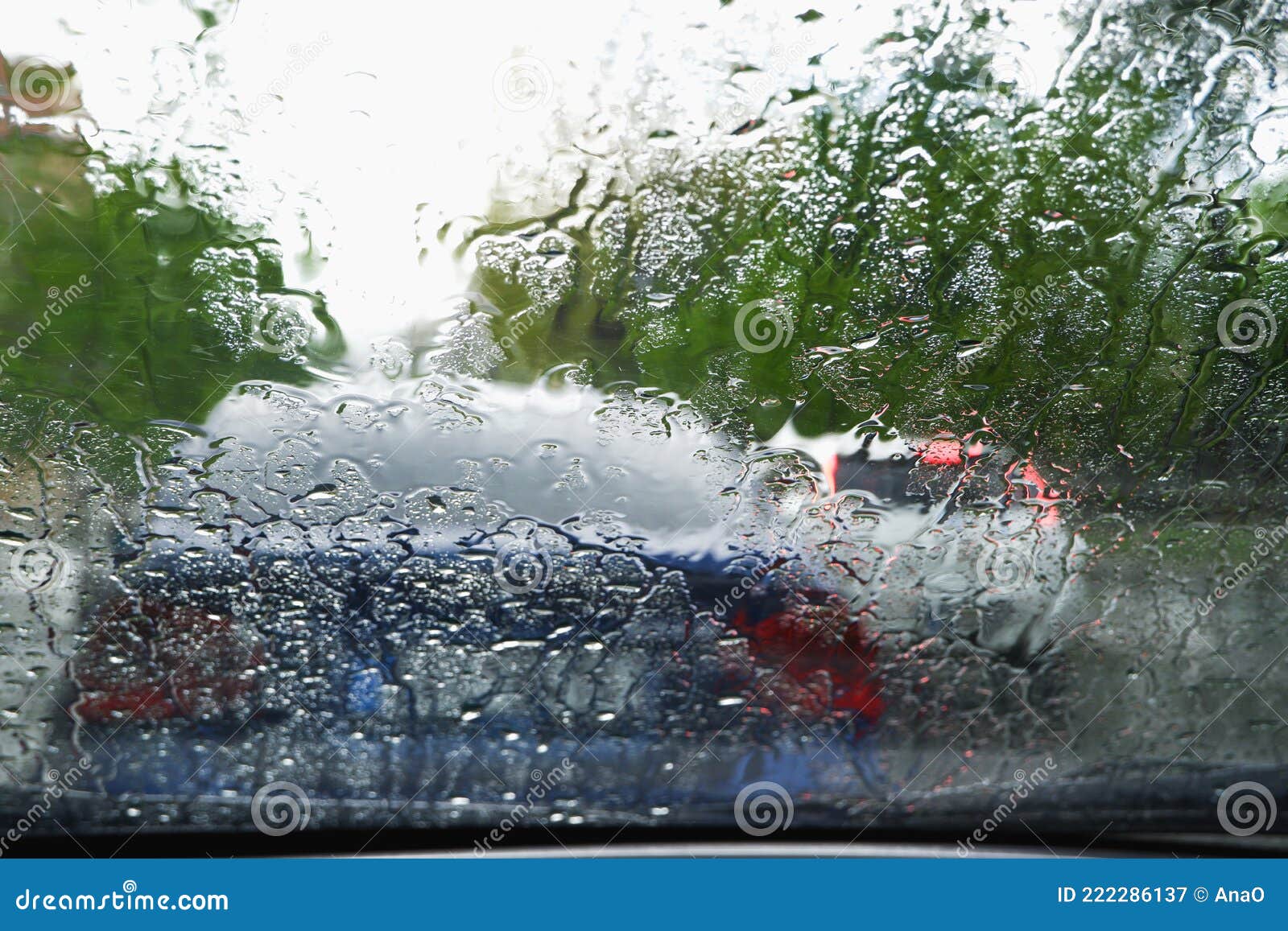 Driving a Car in Bad Weather. Driving in a Car in Heavy Rain Stock ...