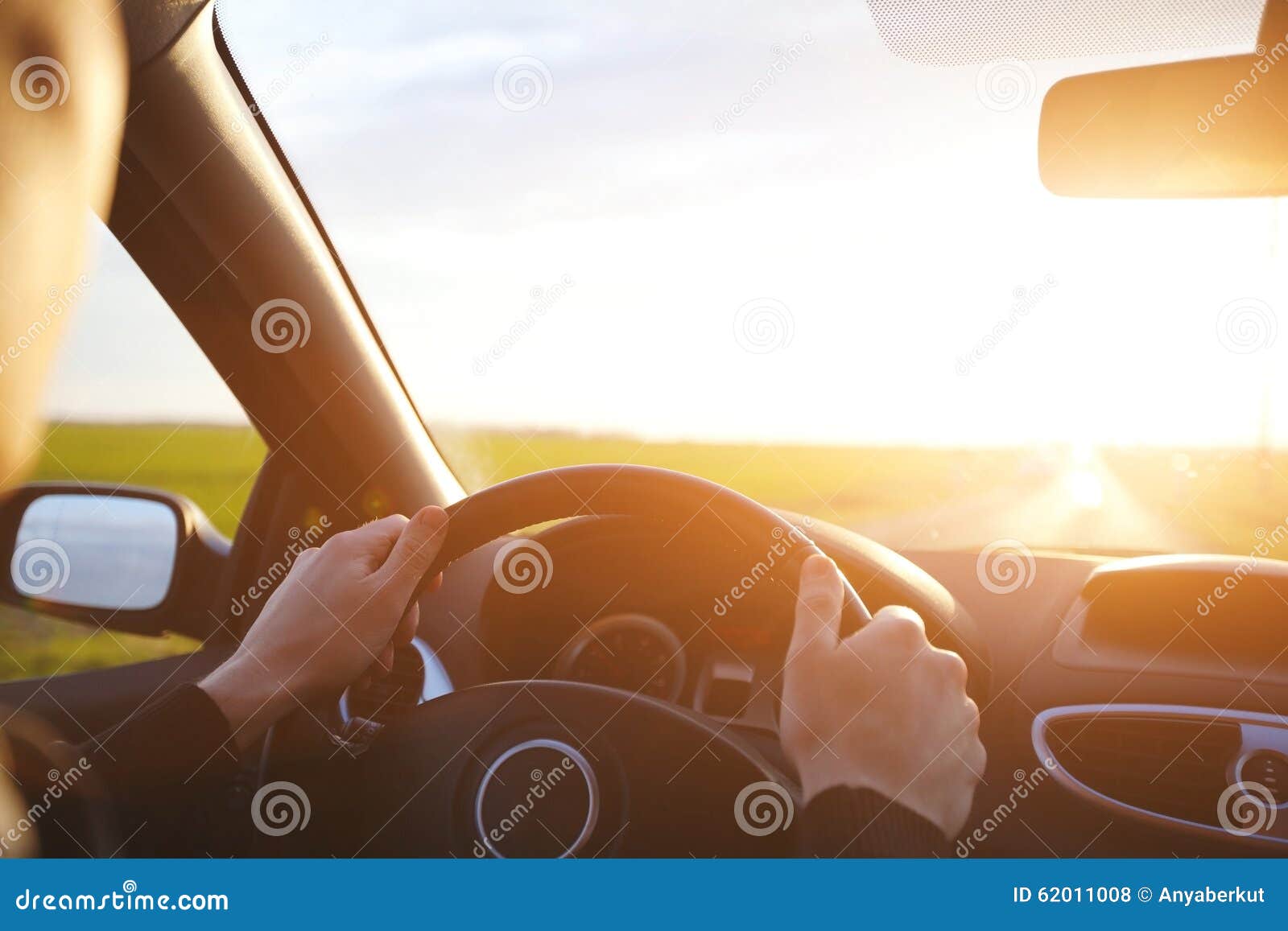 Driving Car on the Empty Road Stock Photo - Image of panel, highway ...
