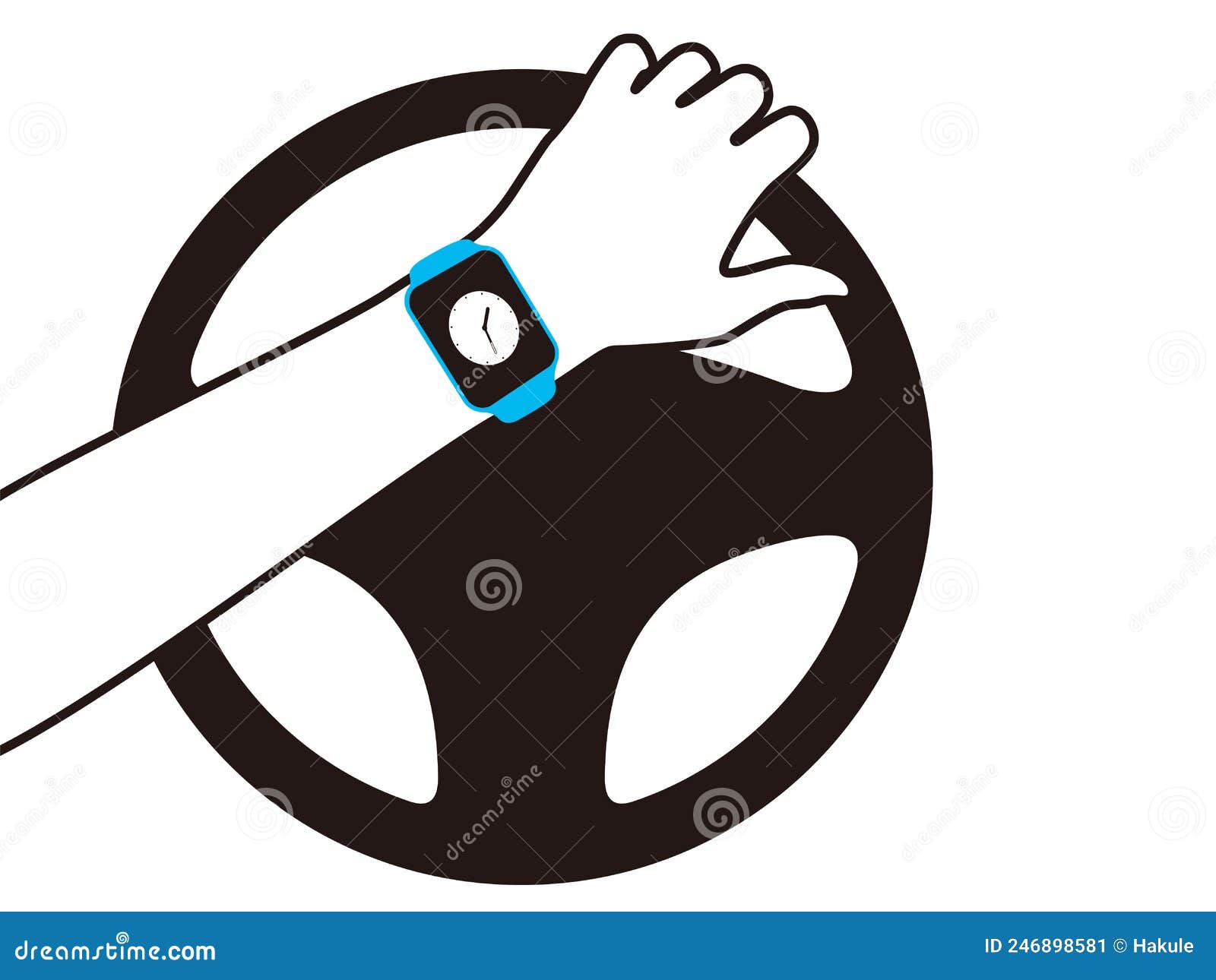 Driving Car with Fashion Smart Watch, Flat Vector Stock Illustration ...